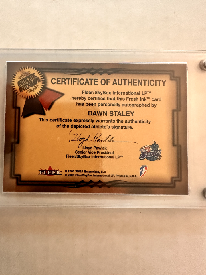 2000 Fleer WNBA Skybox Fresh Ink Autograph Dawn Staley On card Auto HOF ...