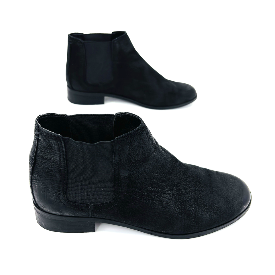 Womens 6.5 M Frye Mallory Black Leather Chelsea Ankle Booties Shoes ...