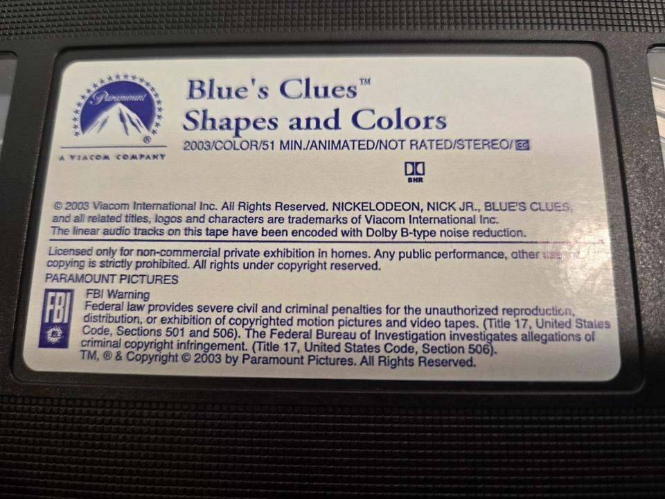 Blue Clues VHS Shapes & Colors (2003) Arts & Crafts (1998) Vintage ...