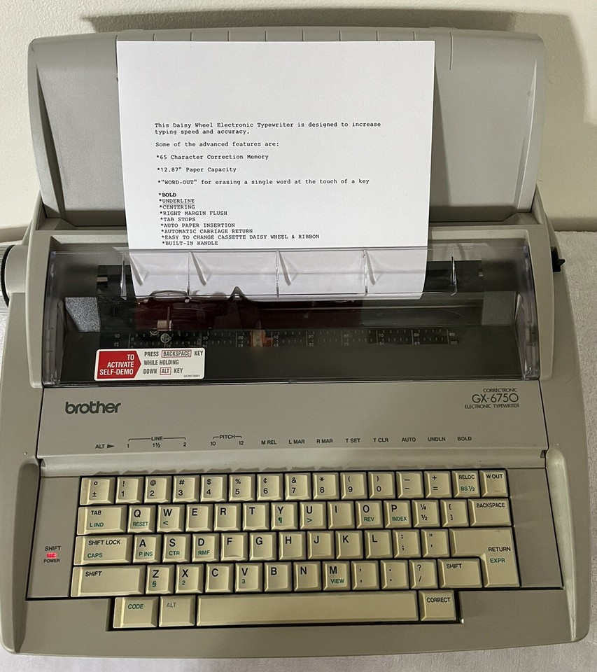 Brother Correctronic GX-6750 Daisy Wheel Electronic Typewriter Works ...
