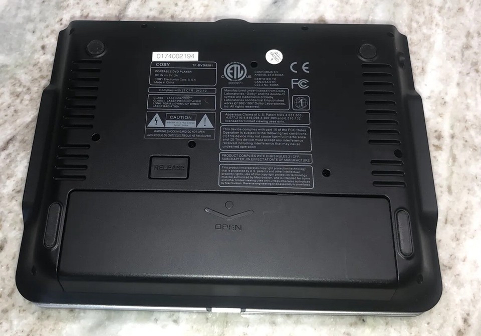 Coby 8.5" TFT TF-DVD8501 Portable Widescreen DVD Player With Power Cord ...