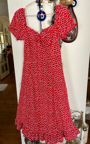 Ladies Vintage Style Red with White Spot Pattern Dress, Size 8 | eBay ...