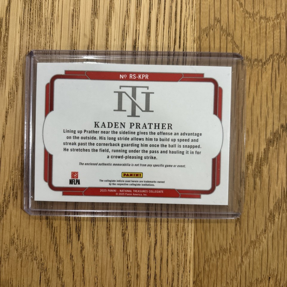 KADEN PRATHER 2025 Panini Treasures Collegiate JUMBO Rookie Jersey ...