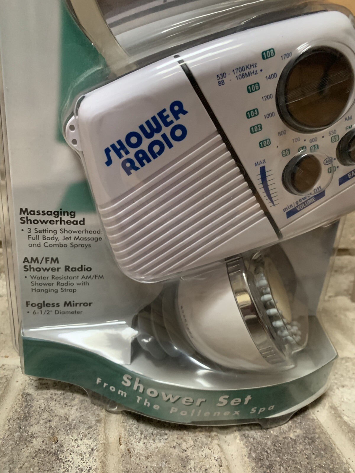 Pollenex Shower Set Shower Radio NEW Massaging Showerhead Mirror Spa ...