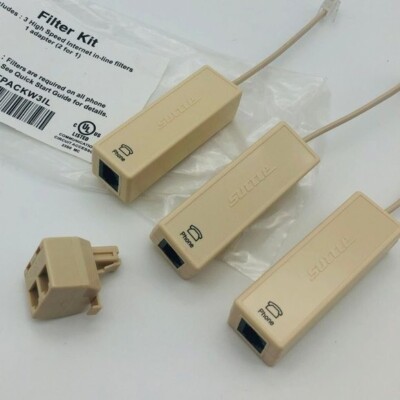 Set of 3 Suttle High Speed Internet In-Line Filters 2-for-1 Adapter ...