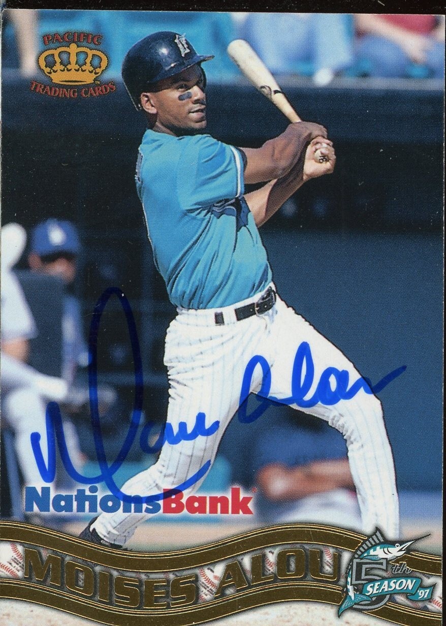 1997 Pacific Nations Bank MOISES ALOU Signed Card autograph AUTO ...