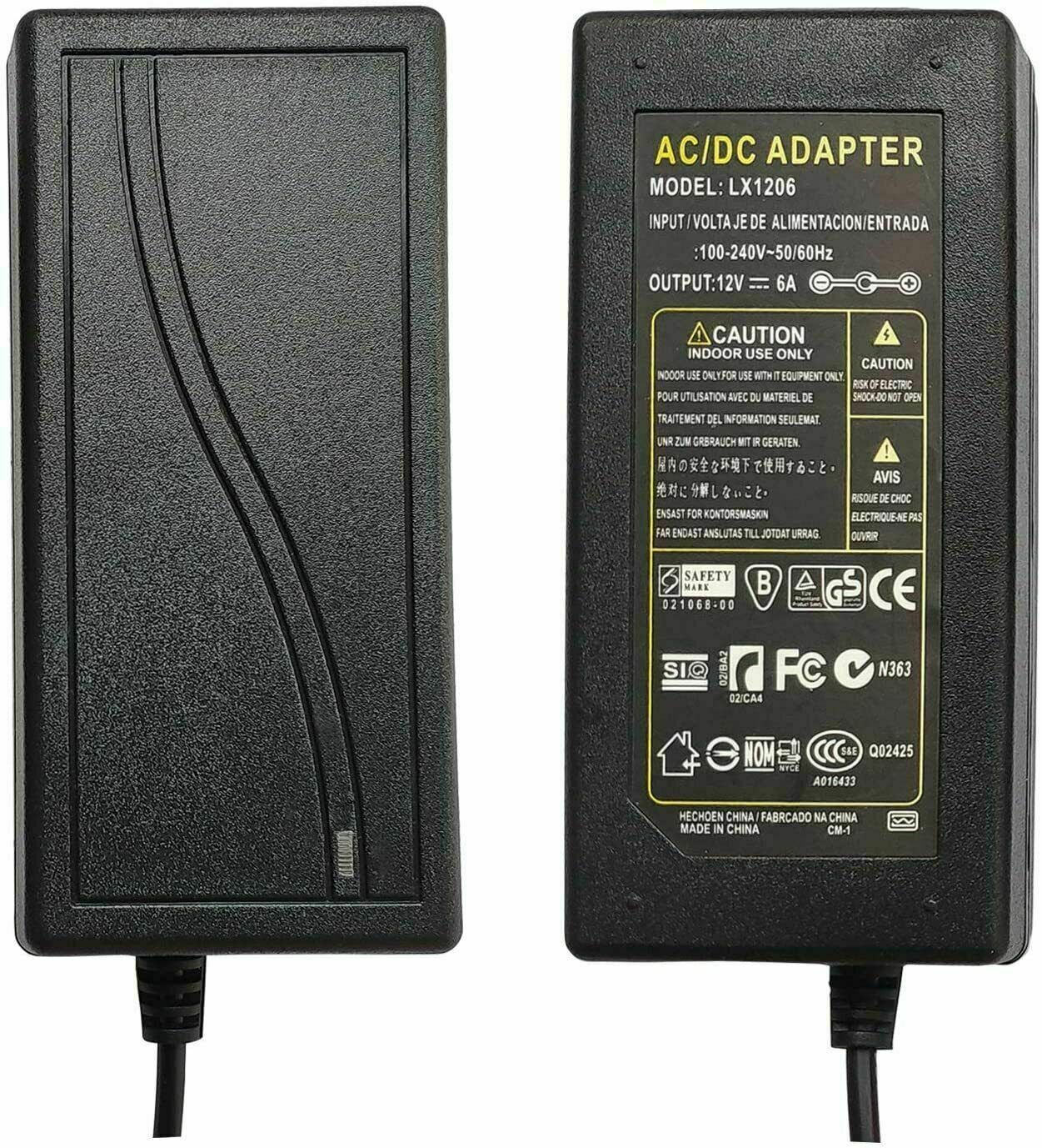 AC DC 12V 6A Power Supply Adapter Charger For 3528 5050 LED Strip Light ...