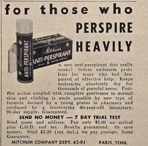 Mitchum Deoderant Paris TN For Those Who Perspire Heavily Vintage Print ...