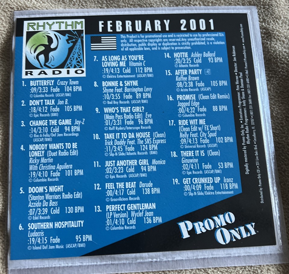 Rhythm Radio Promo Only February 2001 CD | eBay