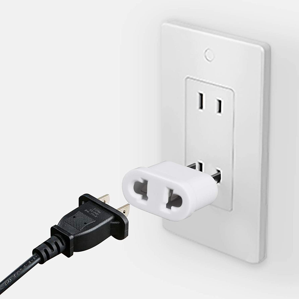US Plug Adapter, European to USA Outlet Plug, 2 Prong American 2 Pack ...