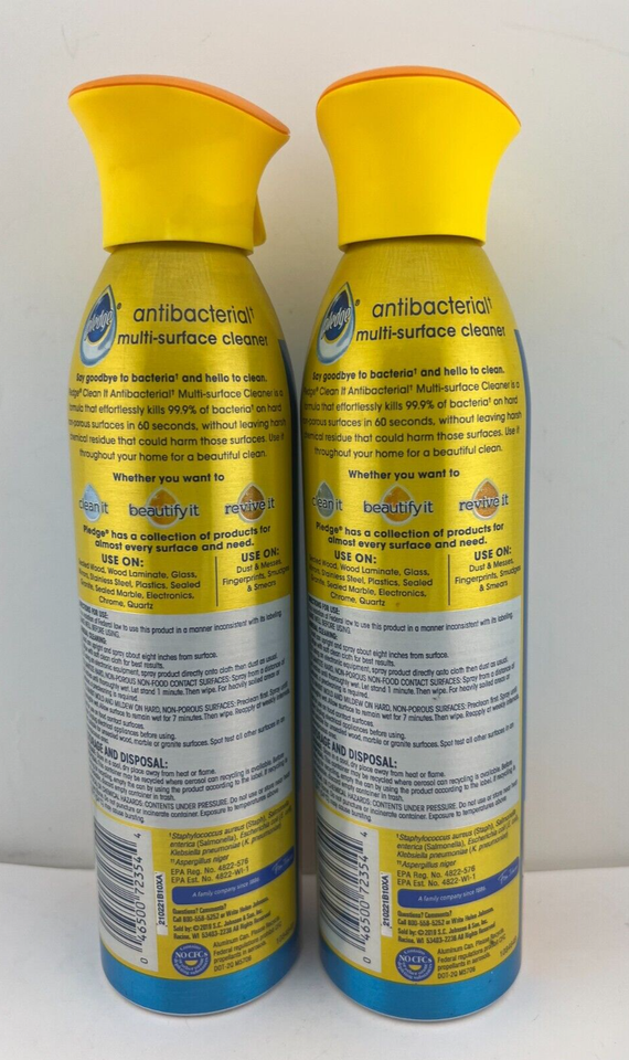 Pledge Antibac Multi Surface Cleaner, Spray, CITRUS 9.7oz Ea. 2 PK ...