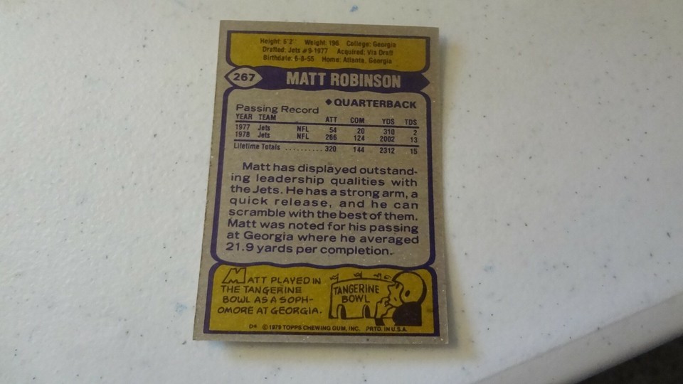 1979 TOPPS # 267 MATT ROBINSON FOOTBALL CARD | eBay