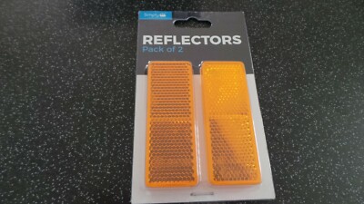 2x ORANGE/AMBER SELF ADHESIVE OBLONG REFLECTORS STICK ON CAR CARAVAN ...