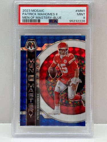 2023 PANINI MOSAIC MEN OF MASTERY MM1 PATRICK MAHOMES II #/99 BLUE PSA ...