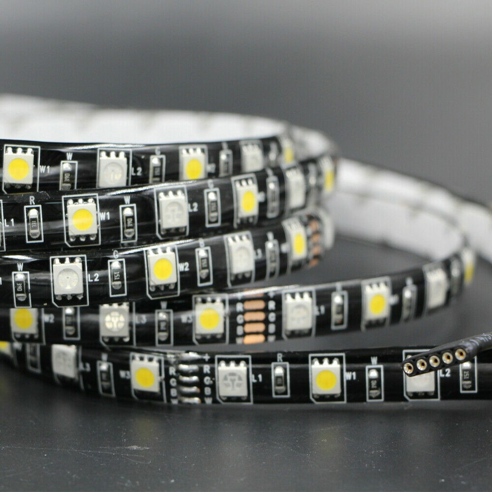 12V LED Strip light 5050 smd Black PCB RGB RGBW RGBWW Flexible tape ...