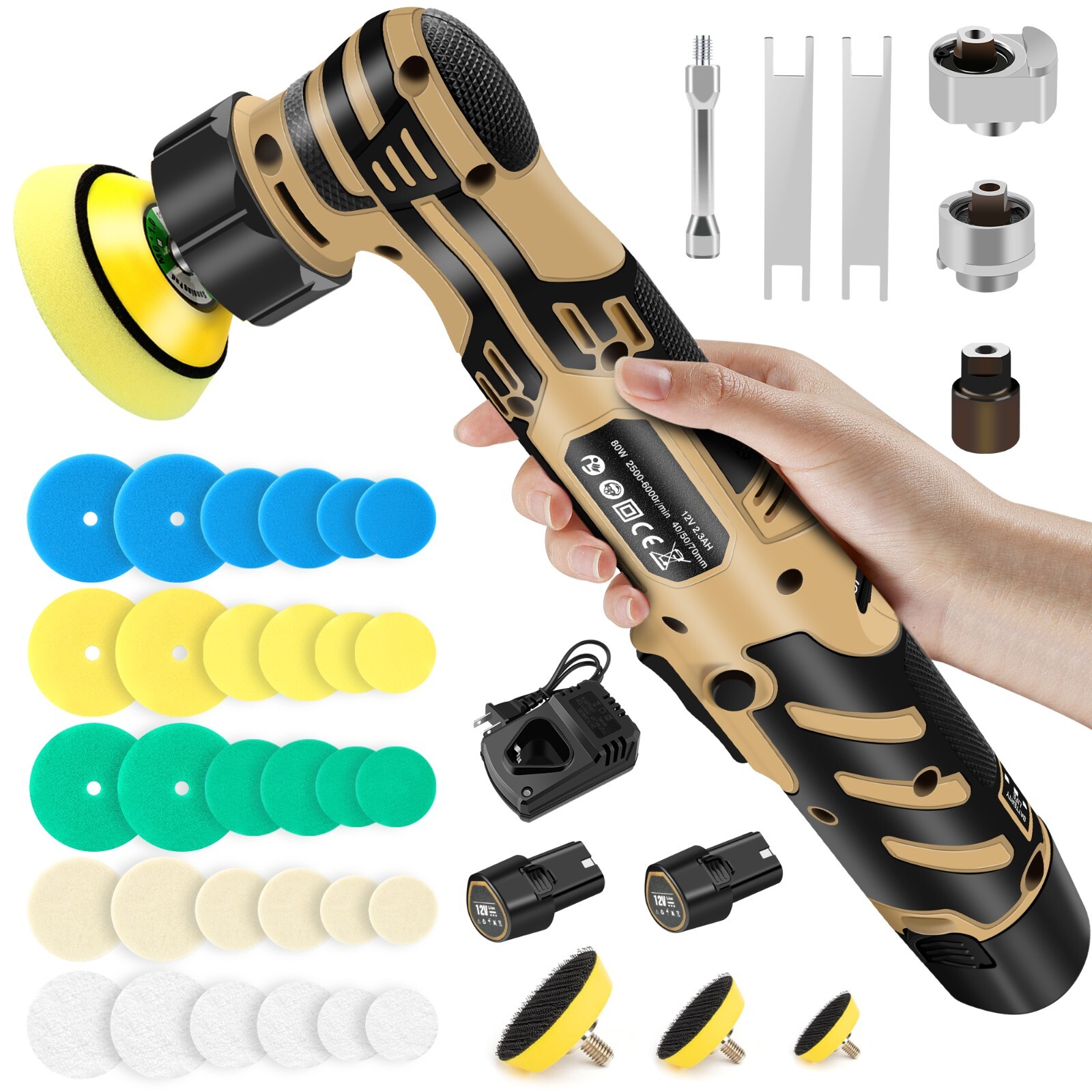 12V Cordless Car Polisher Buffer Mini Polishing Machine DA & RO ...