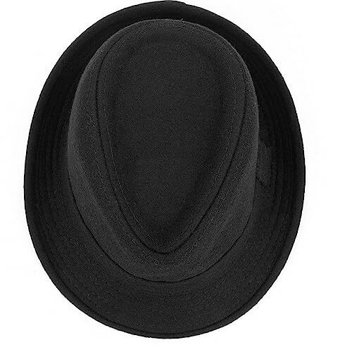 Mens 1920s Gatsby Felt Fedora Hat 20s Black Medium Standard Wide Band ...