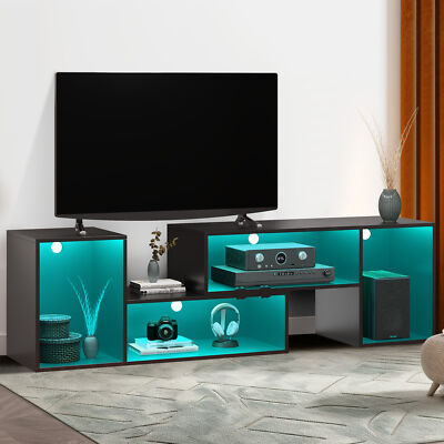 Double L Shaped TV Stand Entertainment Center W/ LED Lights For 65/70 ...