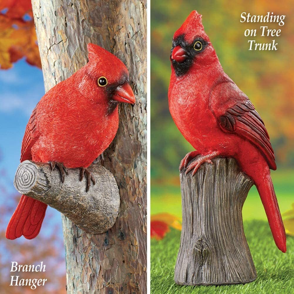 Textured Resin Cardinal Yard Figurine - Decorative Yard Accent for Bird ...