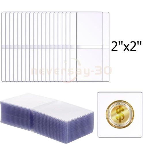 (100) 2x2 Double Pocket Vinyl Coin Flips Storage & Display -Clear ...