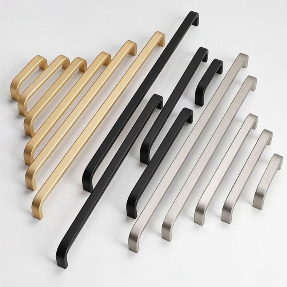 Brushed Brass Modern Wardrobe Closet Handles Black Large Cupboard ...