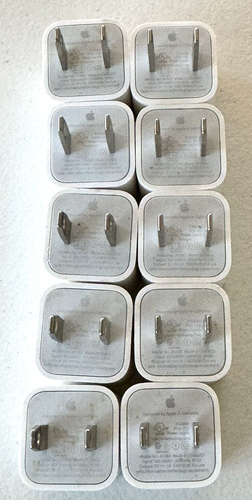 Lot of 10 Apple 5W USB Wall Charger Cube Power Adapter for iPhone White ...