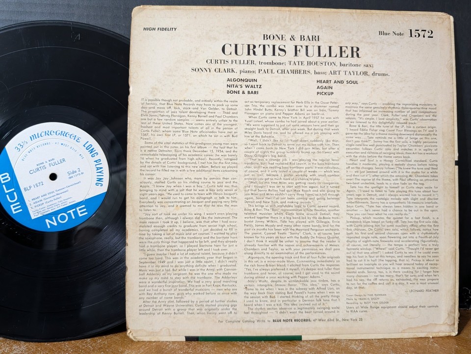Curtis Fuller Bone & Bari 1957 Blue Note OG Sonny Clark Paul Chambers ...