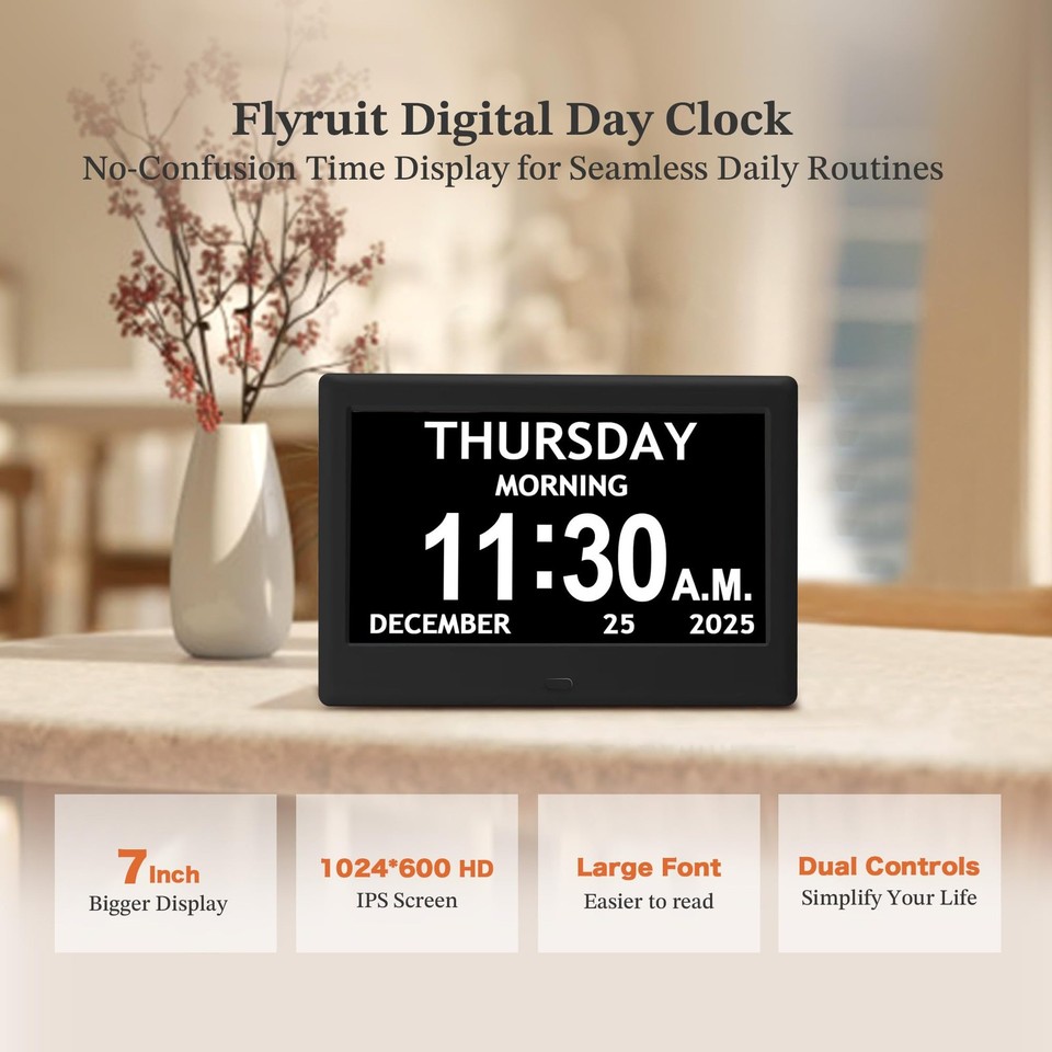 7'' Dementia Clock For Seniors, Large Display Digital Clock With Date ...