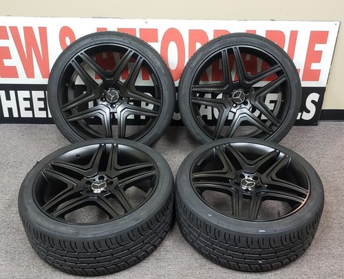 22x10 MERCEDES SATIN BLACK WHEELS RIMS TIRES GL ML GLE 300 350 400 500 ...