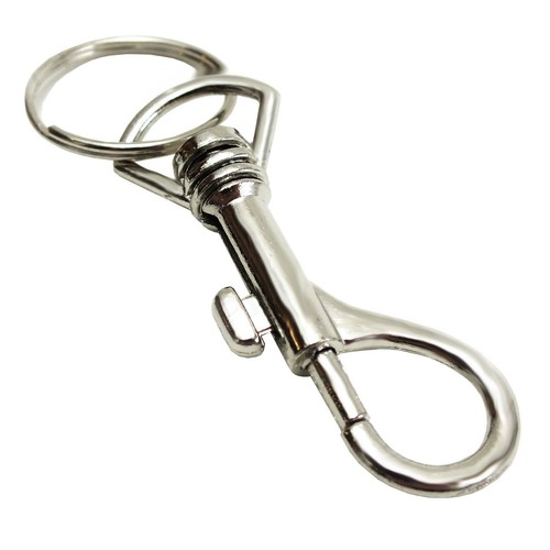 63mm CHROME HIPSTER KEYRING SPLIT RING Key/Keys Belt Loop Clasp ...