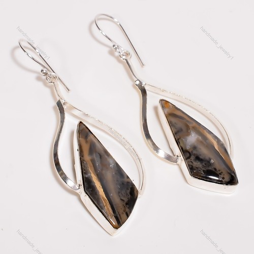 925 Sterling Silver Russian Dendrite Opal Gemstone Drop Dangle Daughter ...