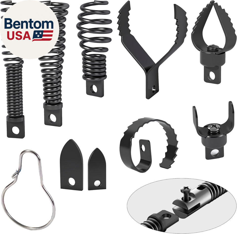 Drain Snake Drill Attachment,Cutter and Auger Set,Used in 50-100FT AC ...