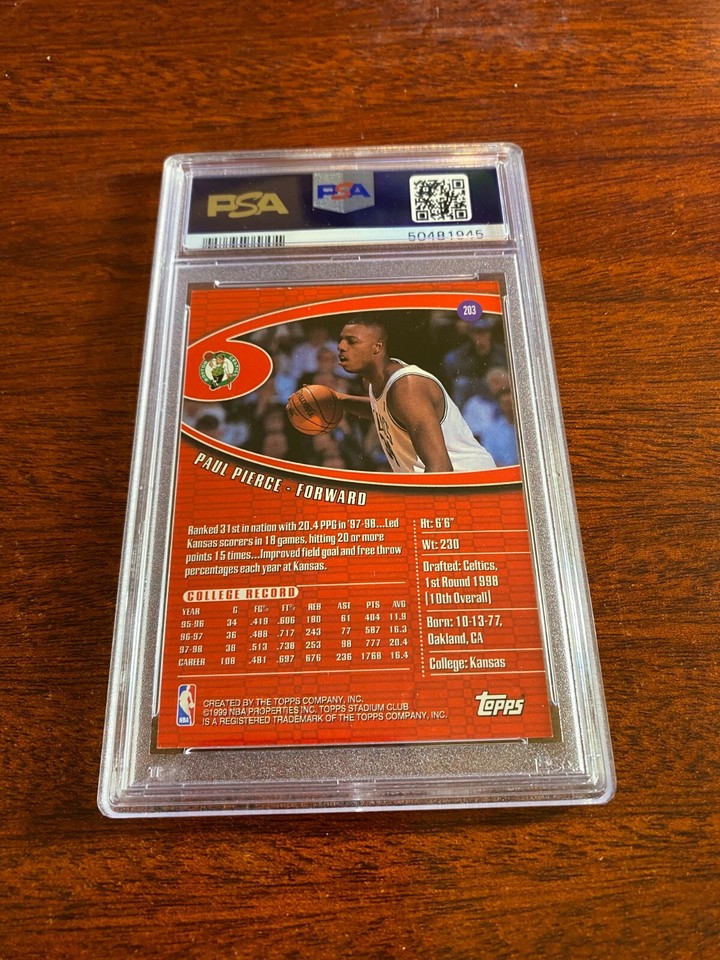 1998 Stadium Club #203 Paul Pierce Rookie Card PSA 8 | eBay