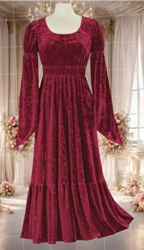 PYRAMID COLLECTION RED VELVET DRESS RENN FAIRE GOTHIC COSPLAY HALLOWEEN ...