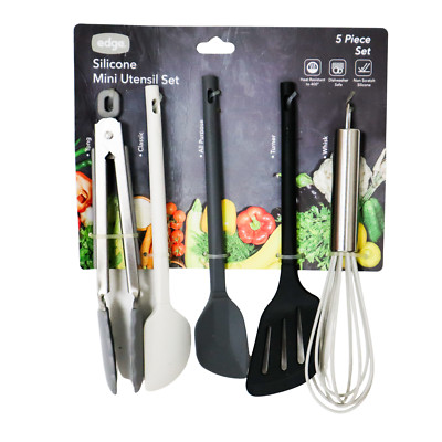 edge Silicone Mini Utensil Set 5pc Heat Resistant Non Scratch ...