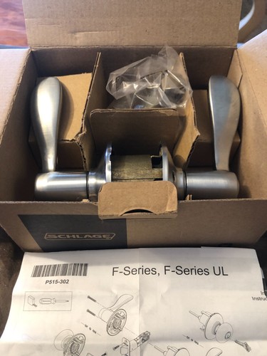 SCHLAGE F-Series Lever Door Knob Dual Option Latch Satin Finish | eBay