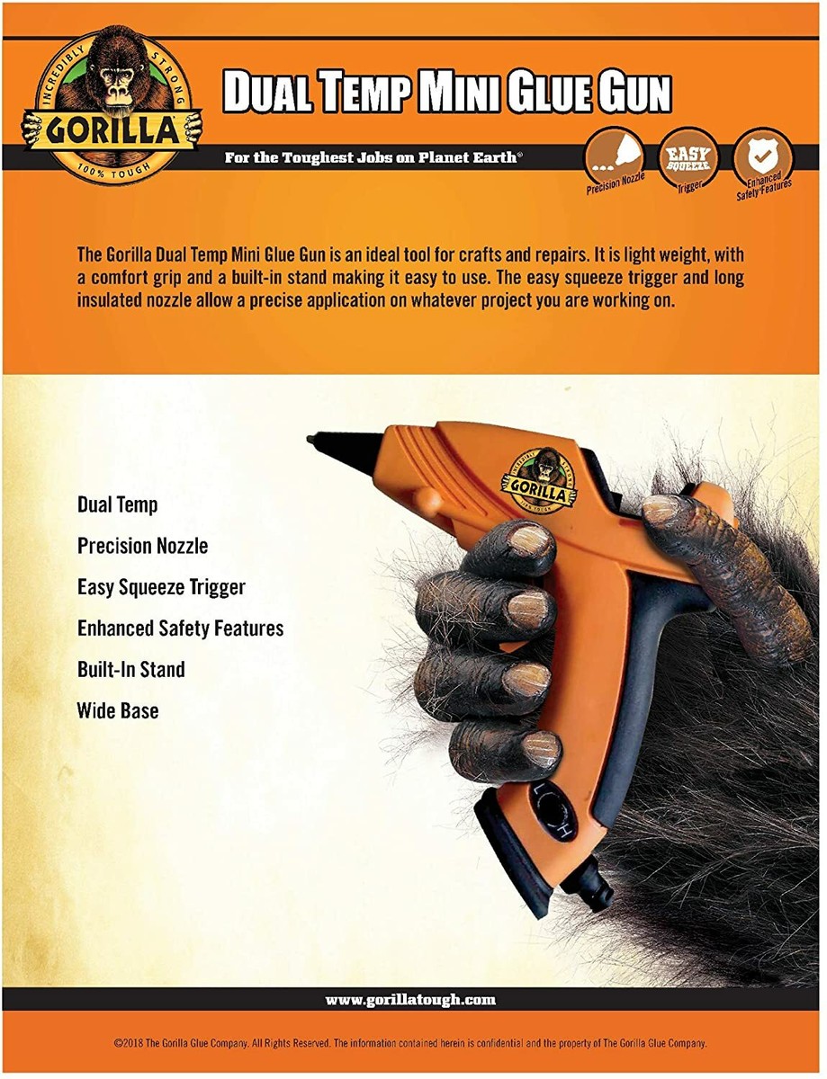 Hot Glue Gun Gorilla Dual Temp , Mini, Precision Nozzle, Easy Squeeze ...