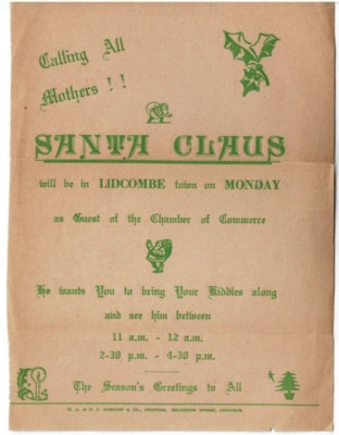 Lidcombe Town NSW 1930's period Christmas flyer by Norcott & Co ...
