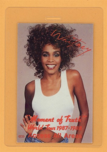 Whitney Houston 1987 Moment of Truth Tour AAA Laminated Backstage Pass ...
