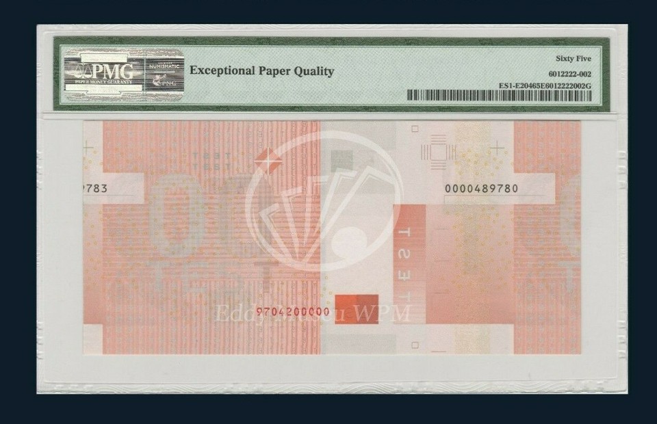 Euro Banknote - Test Note – 00 Units - Error - PMG 65 - RARE | eBay