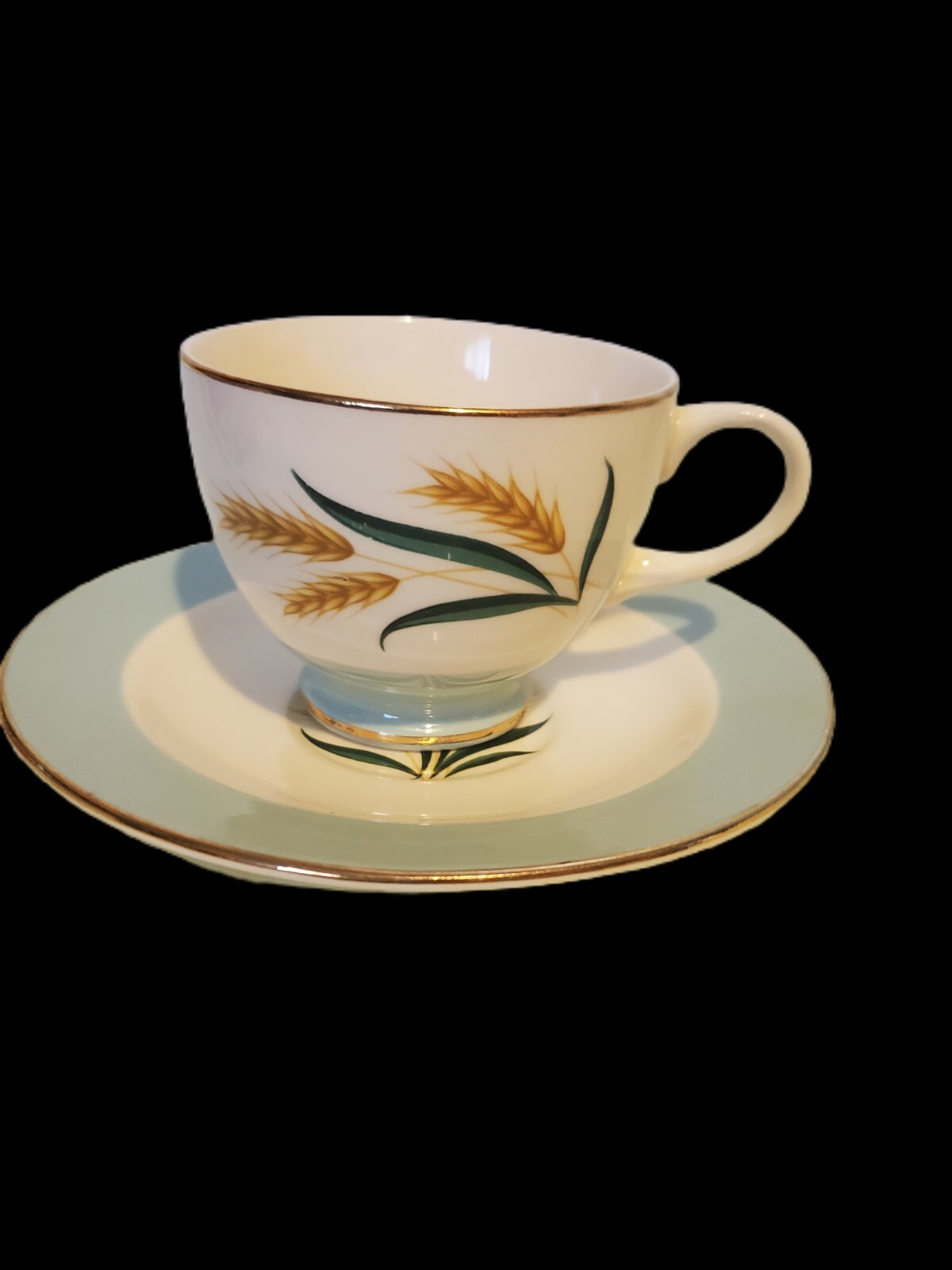 International D.S. Co. Viking Wheat Cup and Saucer set USA Aqua blue ...