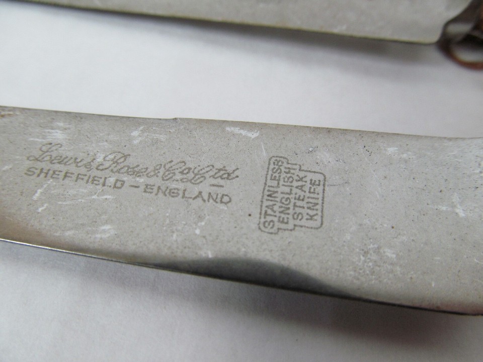 Lewis Roses Sheffield England Steak Knives Horn Handles Vintage | eBay