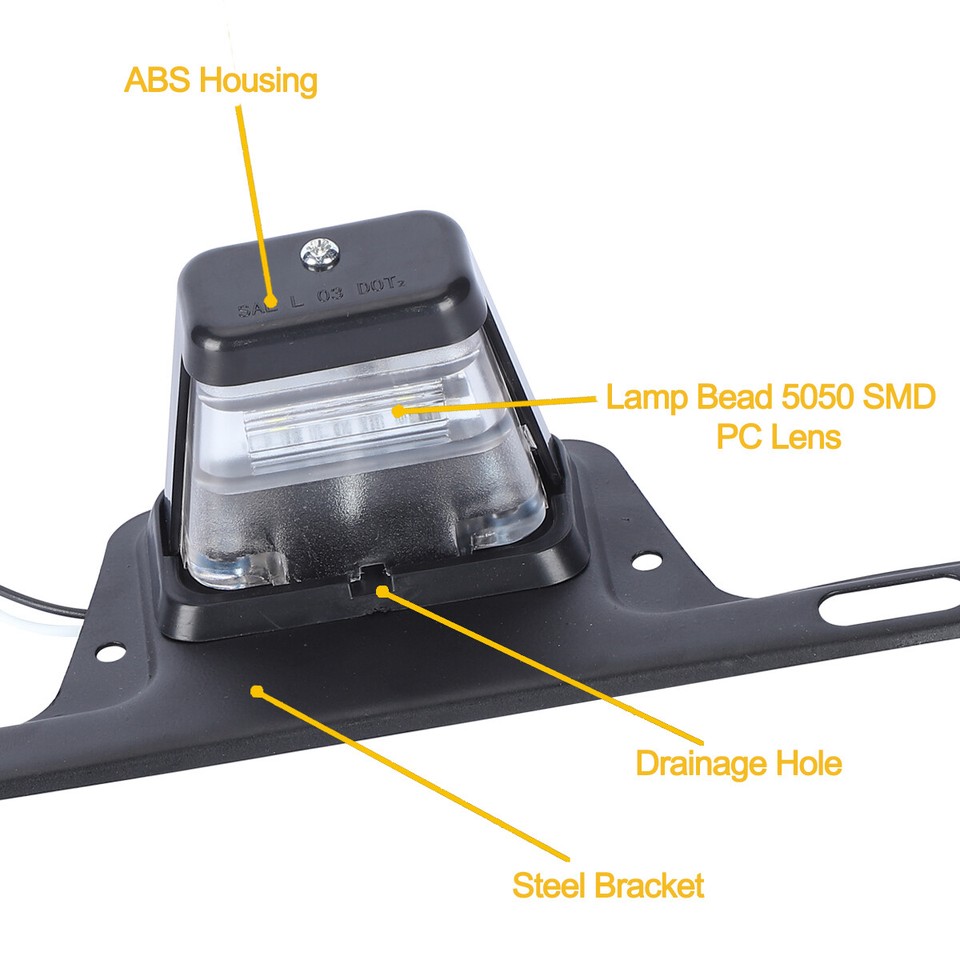 Universal Trailer LED License Plate Light Bracket Mount 12V 24V For RV ...