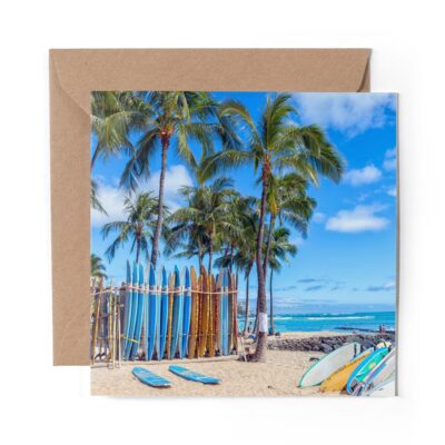 1 x Blank Greeting Card Surfing Waikiki Hawaii Surfboard Beach #53460 ...