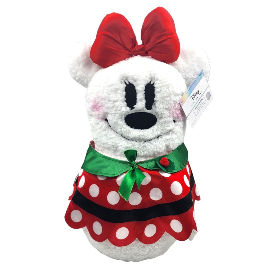 Disney Mini Mouse Christmas Greeter Snowman Door Porch Holiday Sherpa ...