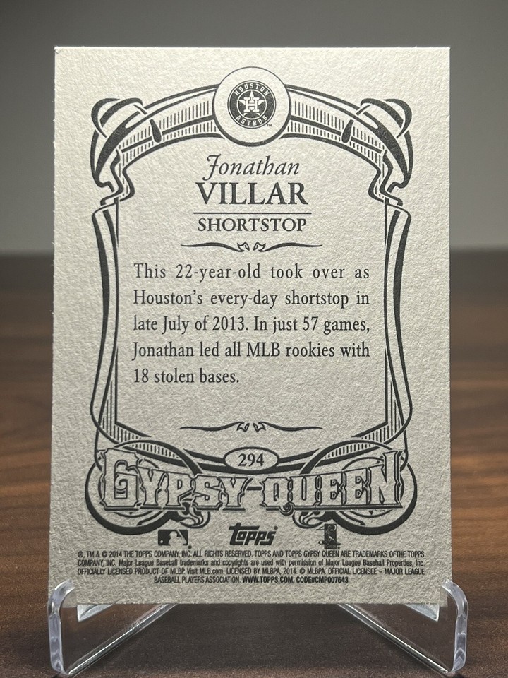 Jonathan Villar Signed Autographed 2014 Topps Gyspy Queen Baseball Card ...