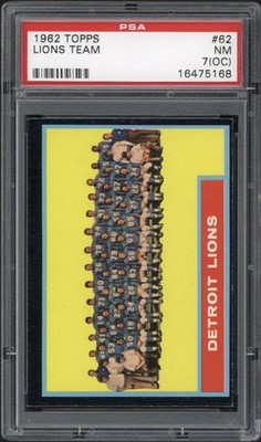 1962 Topps Lions Team #62 PSA 7 NM OC | eBay