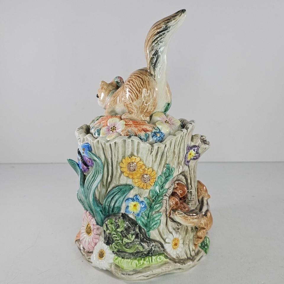 Vintage Fitz & Floyd Woodland Spring Chipmunk Squirrel Small Canister ...