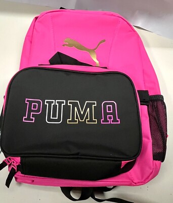 PUMA Kids Evercat Backpack with Lunch box, Pink w Gold Puma, New | eBay