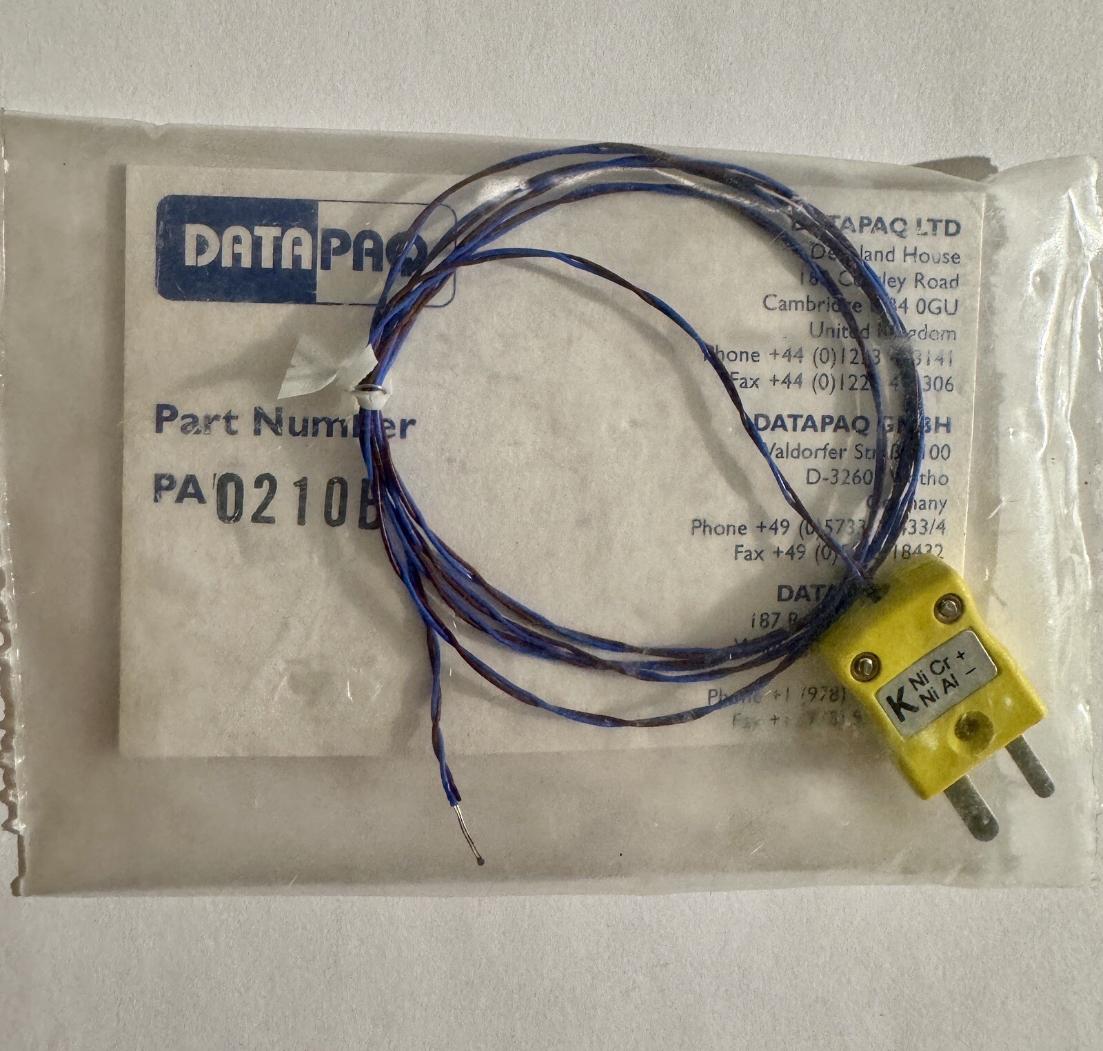 NEW DATAPAQ PA0210B FAST RESPONSE FIBERGLASS THERMOCOUPLE BRAND NEW | eBay